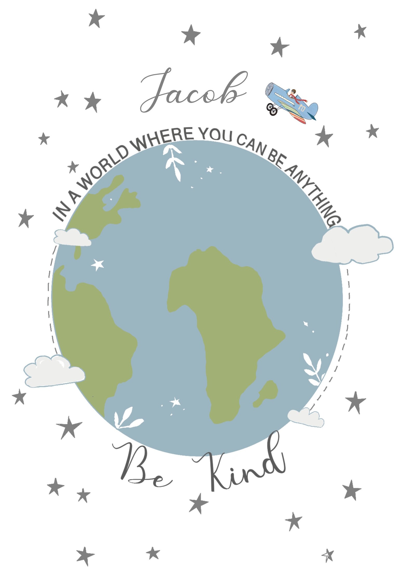 Be kind print. Childrens be kind print. World personalised | Etsy