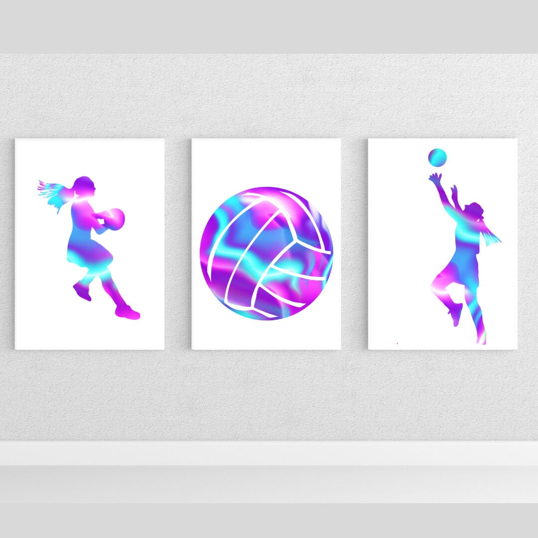 Personalised Netball Wall Art Set of 3 – Girls Room Decor, Netball ...