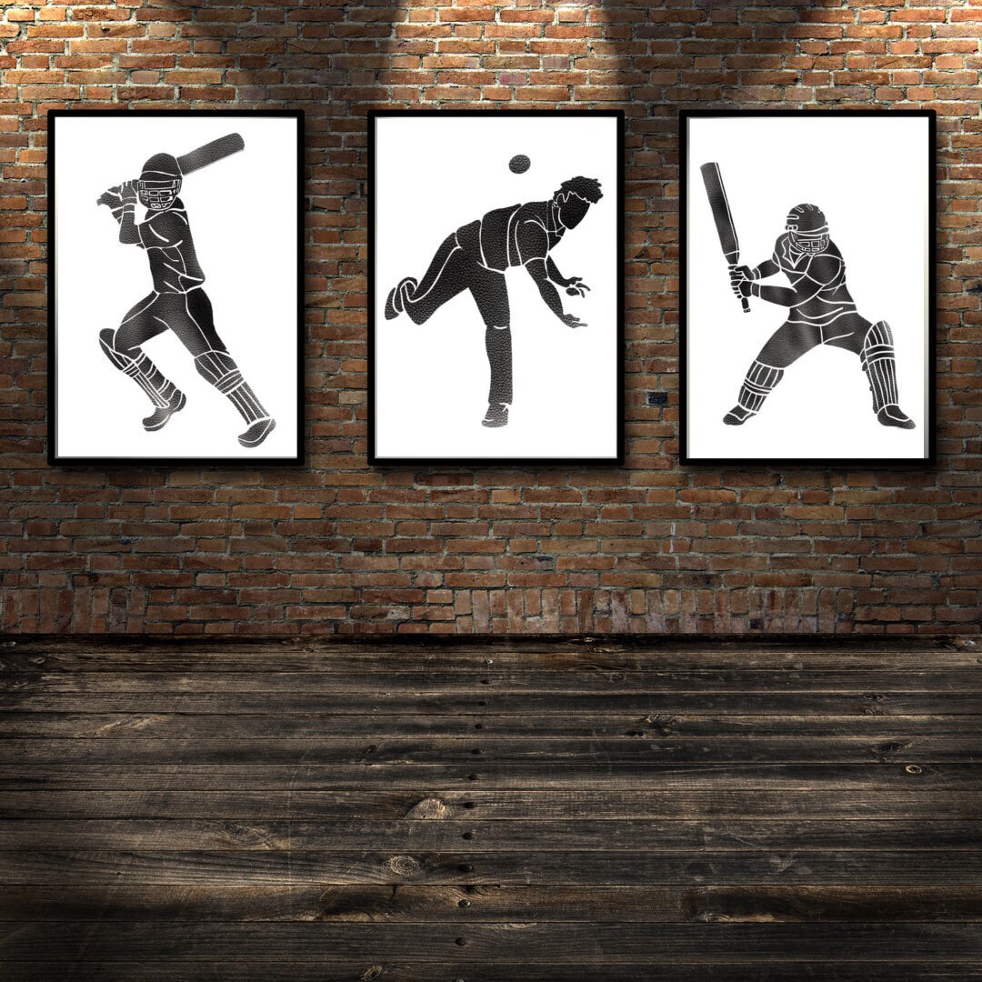 Cricket Poster. Cricket Prints. Leather Effect. Cricket Print Set ...