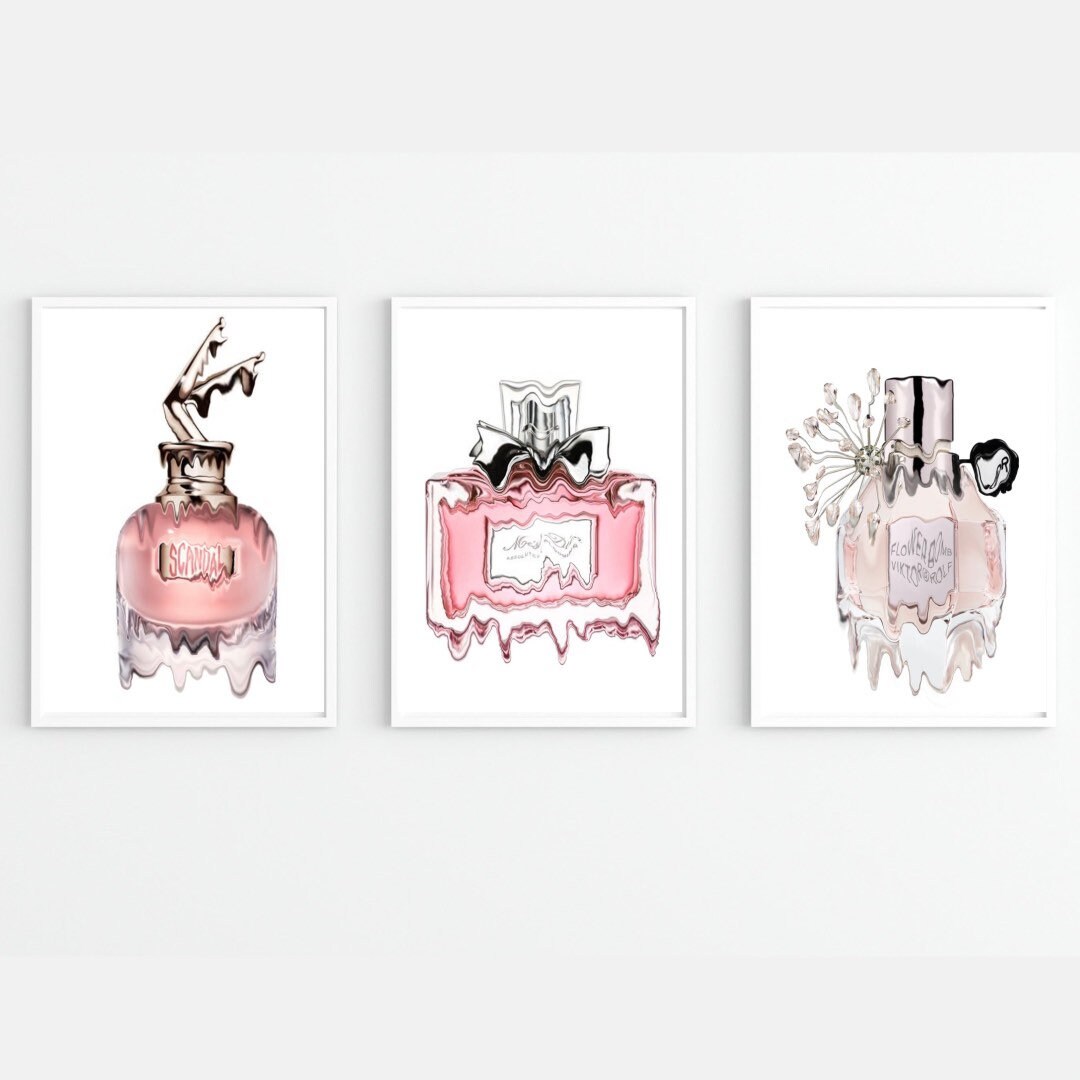 Set of 3 Perfume Prints – Chic Wall Art for Bedroom or Vanity ...