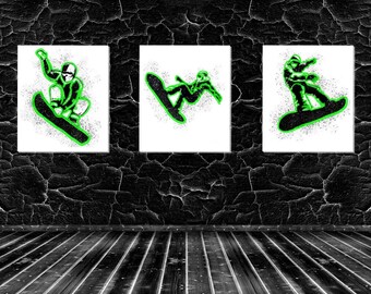 Snowboarding Art for Teen Boy Room Decor, Snowboarding Poster ...