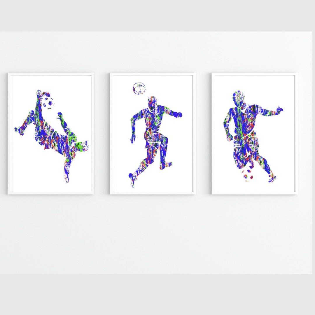 Football Art Print Set – Abstract Soccer Posters, Boys Room Decor ...
