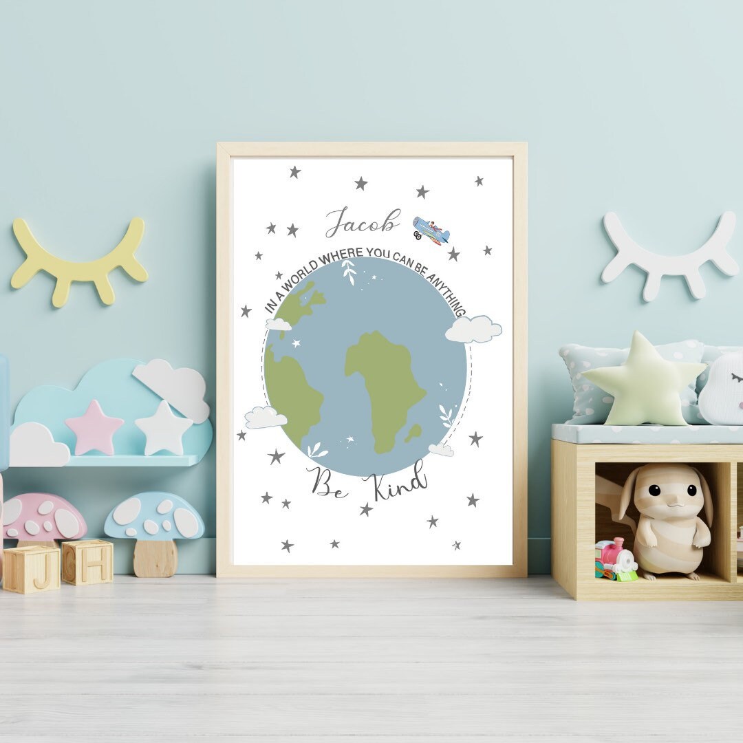 Children's Be Kind Poster | Be Kind Print for Children's Bedroom ...