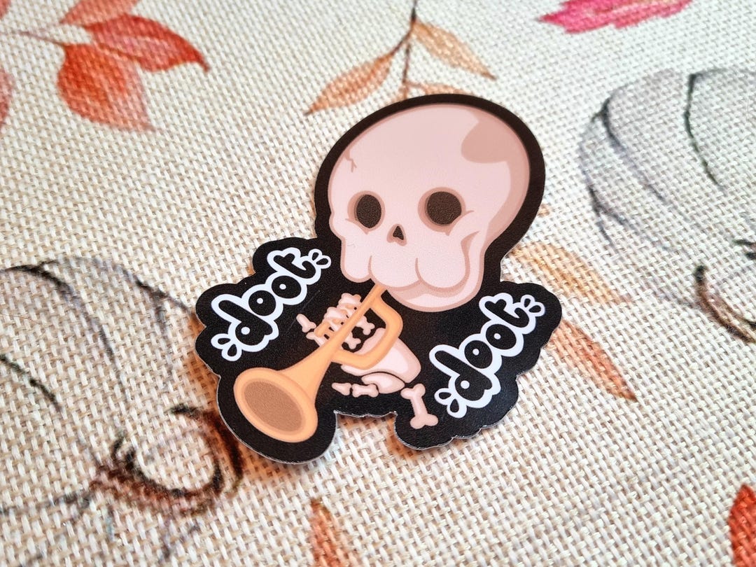 Doot Doot Skeleton, Meme Inspired Halloween 2.5" Glossy Vinyl Sticker ...