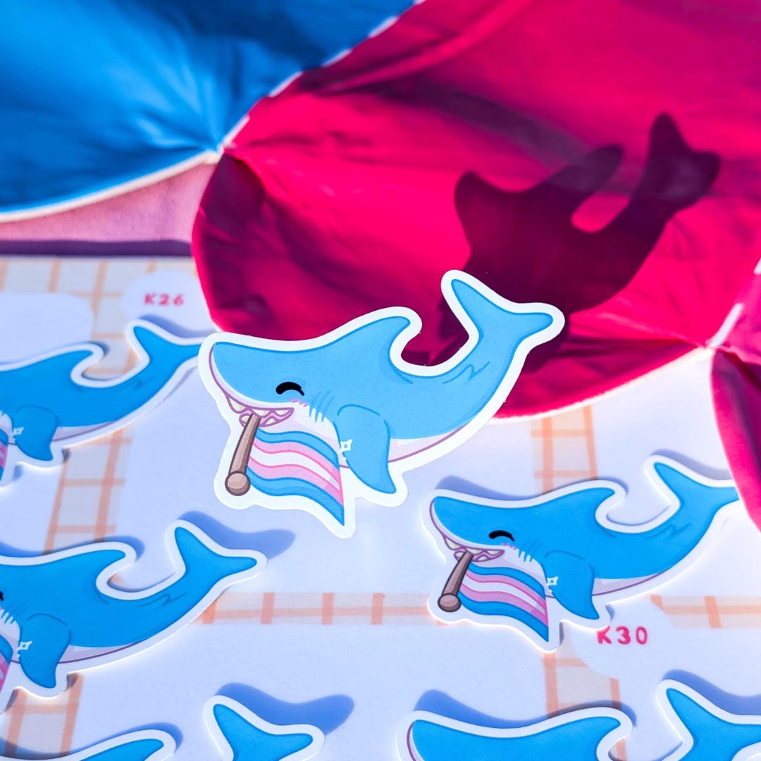 Trans Shark Blåhaj Inspired 2.5" UV Vinyl Sticker | Ionzy's Studio - Etsy