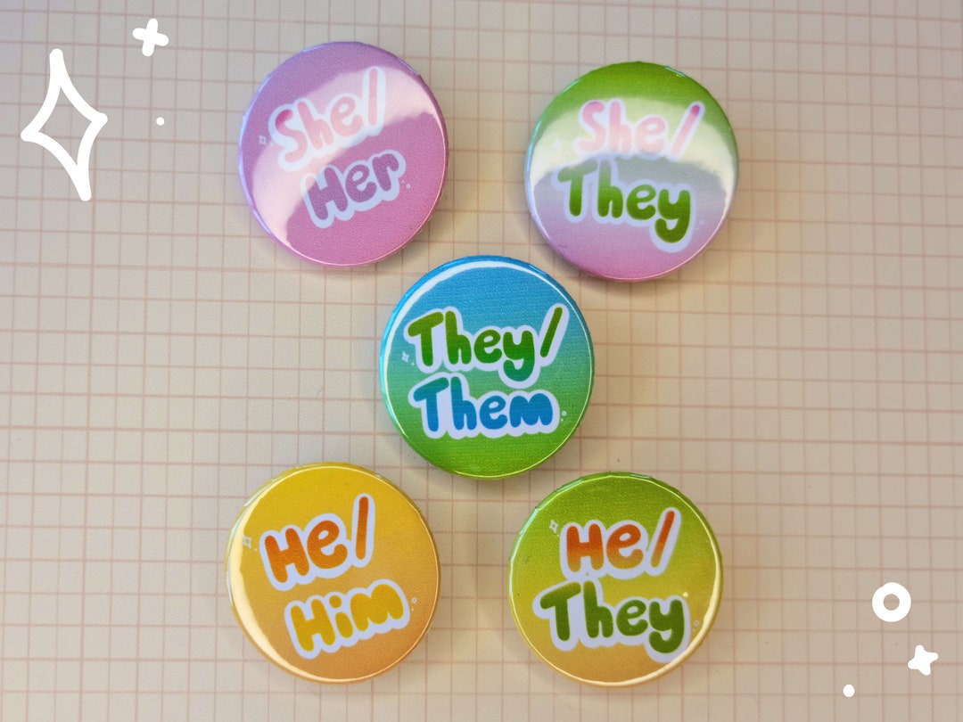 Pronoun Button Badges | Ionzy's Studio - Etsy