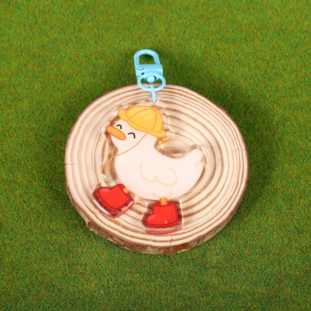 Rainy Day Ducky 2.5" Epoxy Domed Clear Acrylic Double Sided Keychain ...