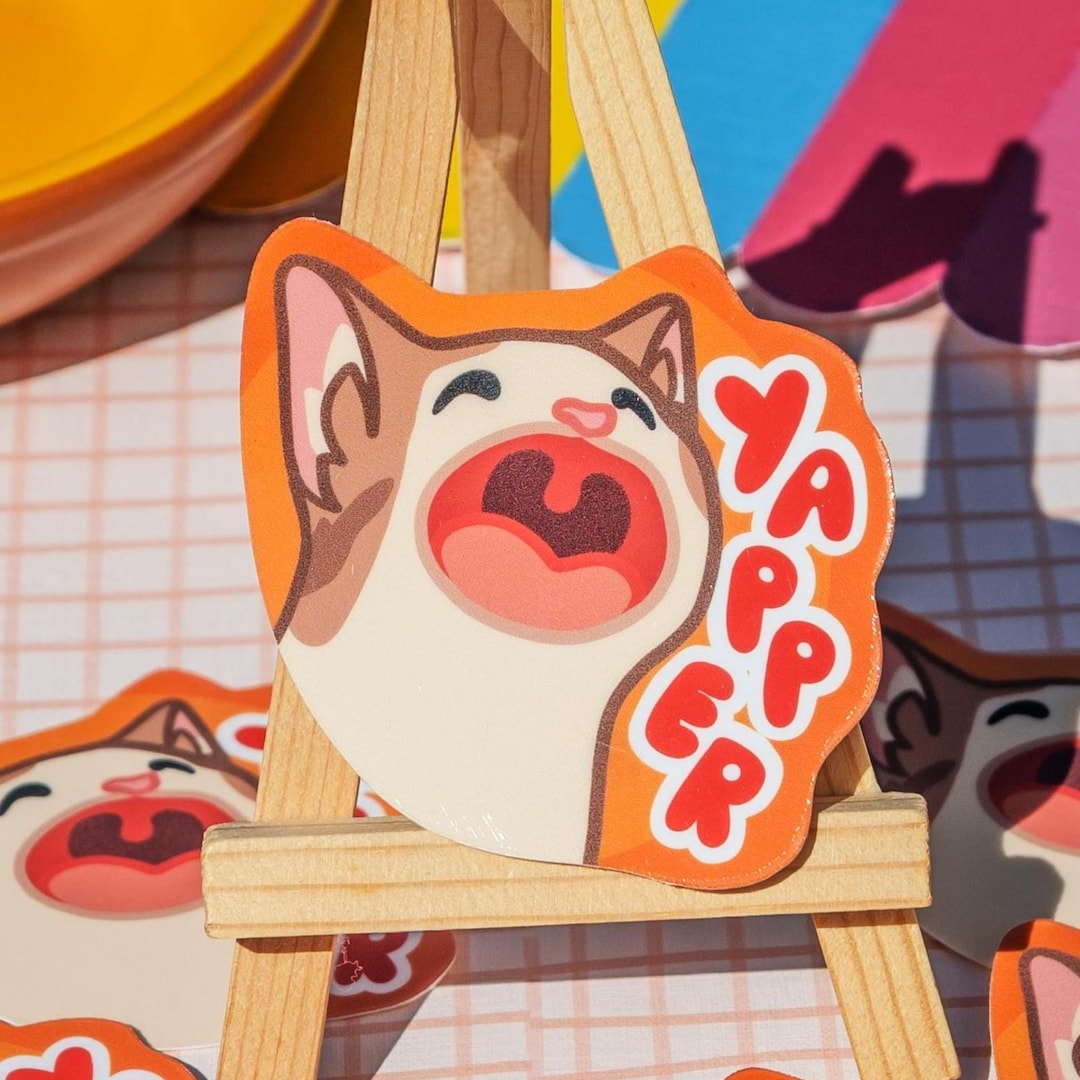 Yapper Cat Meme 2.5" Glossy Vinyl Sticker | Ionzy's Studio - Etsy
