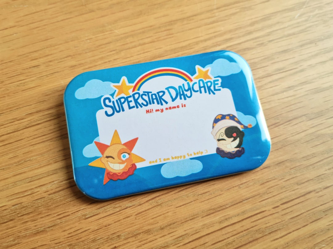 Superstar Daycare Staff FNAF INSPIRED Large Rectangular Button Badge ...