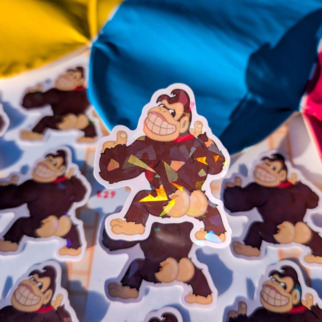 Dumpy Kong, 2.5" Holographic Sticker | Ionzy's Studio - Etsy
