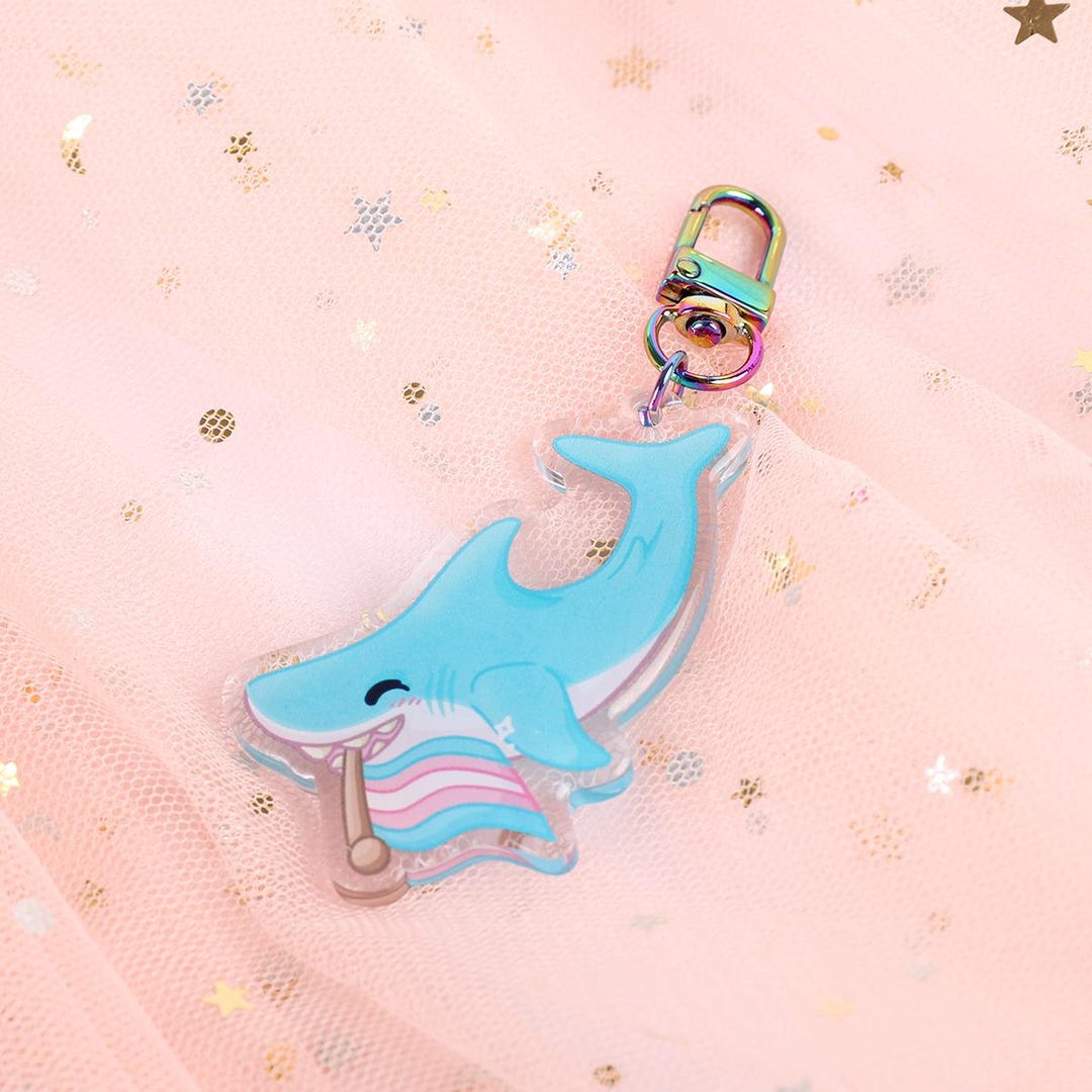 Shark Blåhaj Inspired Trans Pride Keychain: Epoxy Domed 2.5" Inch ...
