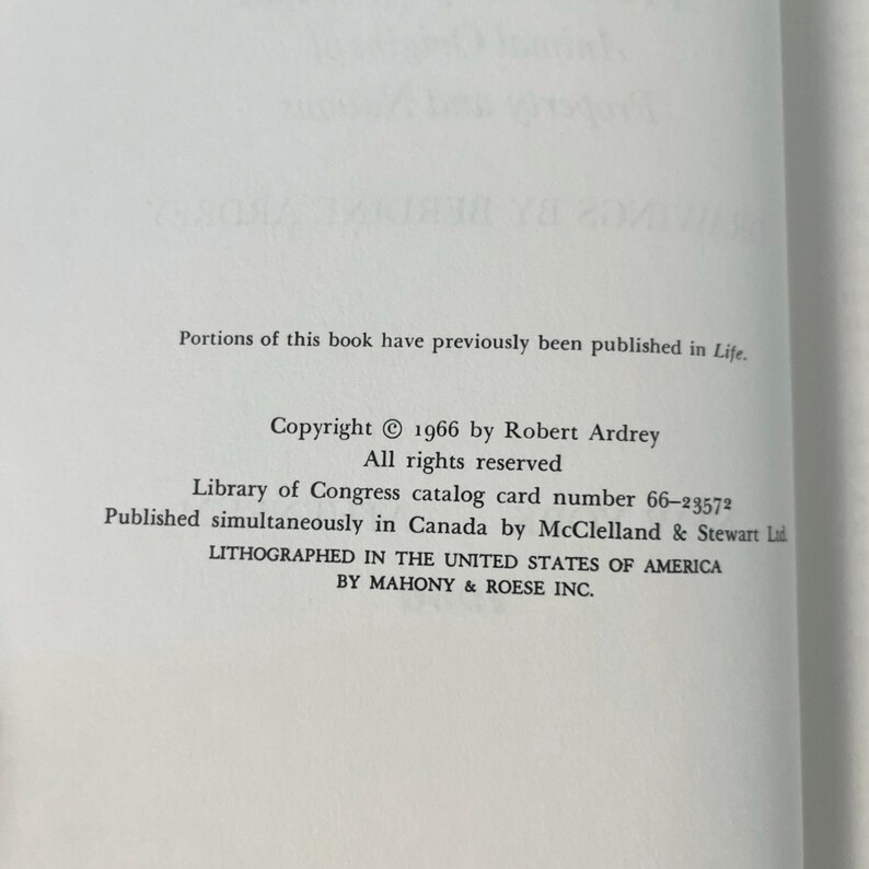 1966 the Territorial Imperative by Robert Ardrey, 1st Edition, 1st ...