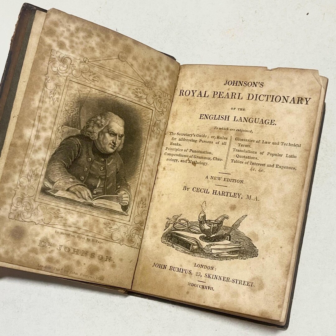 1827 Johnson’s Royal Pearl Dictionary of the English Language, Antique ...