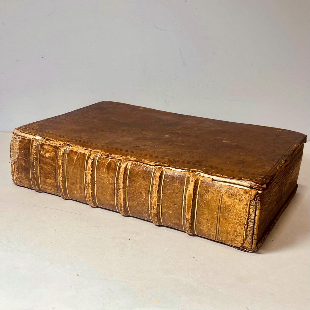 Antique 1637 Greek-latin Lexicon: 17th Century Renaissance Era Leather ...