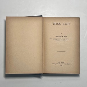 1st Edition 1888 Miss Lou by E. P. Roe a Victorian Late - Etsy