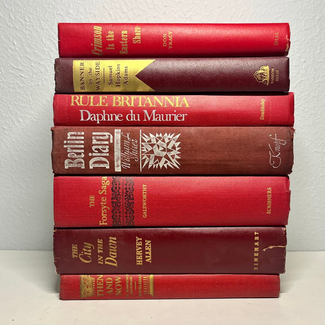 Vintage Book Stack of 7 Beautiful Red & Burgundy Novels With Gilded ...