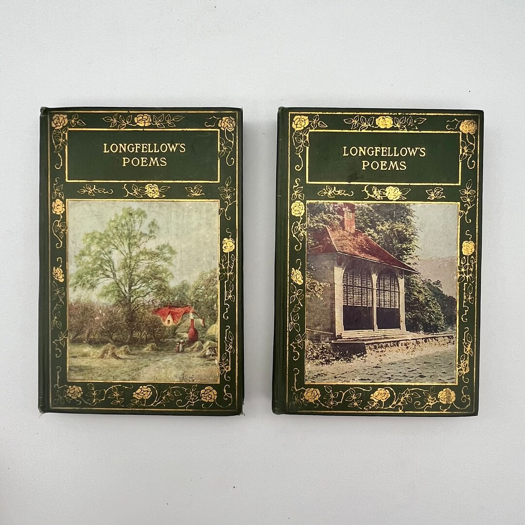 1899 Longfellows Poems, Antique Illustrated Set of Two Volumes, Henry ...