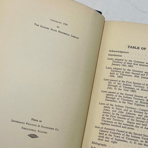 Laws of Indiana Territory 1801-1809, From the Collections of the ...