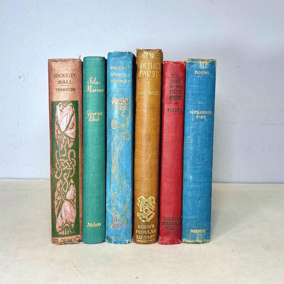 Antique Classic Literature Decorative Books by Tennyson, Alexander Pope ...