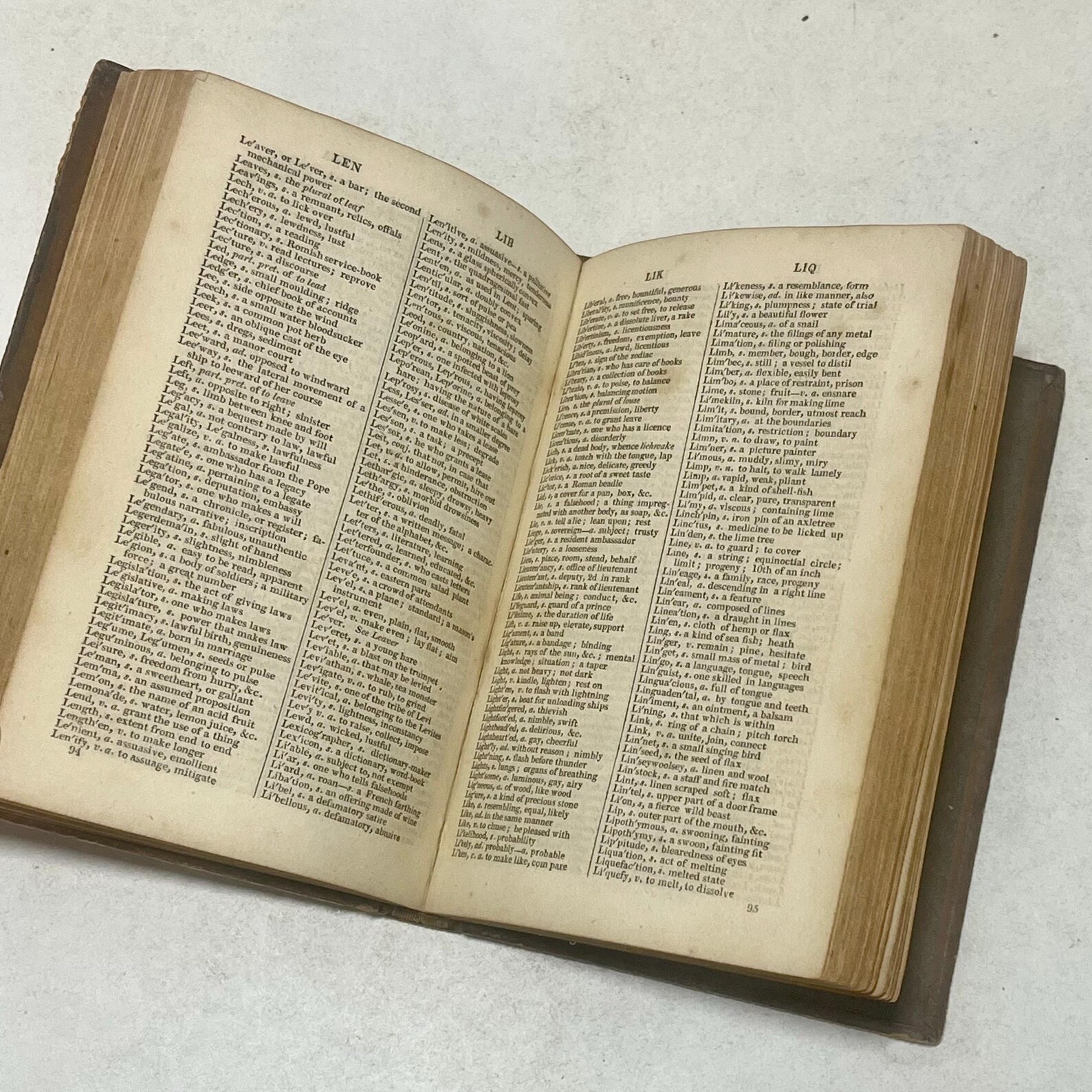 1827 Johnson’s Royal Pearl Dictionary of the English Language, Antique ...