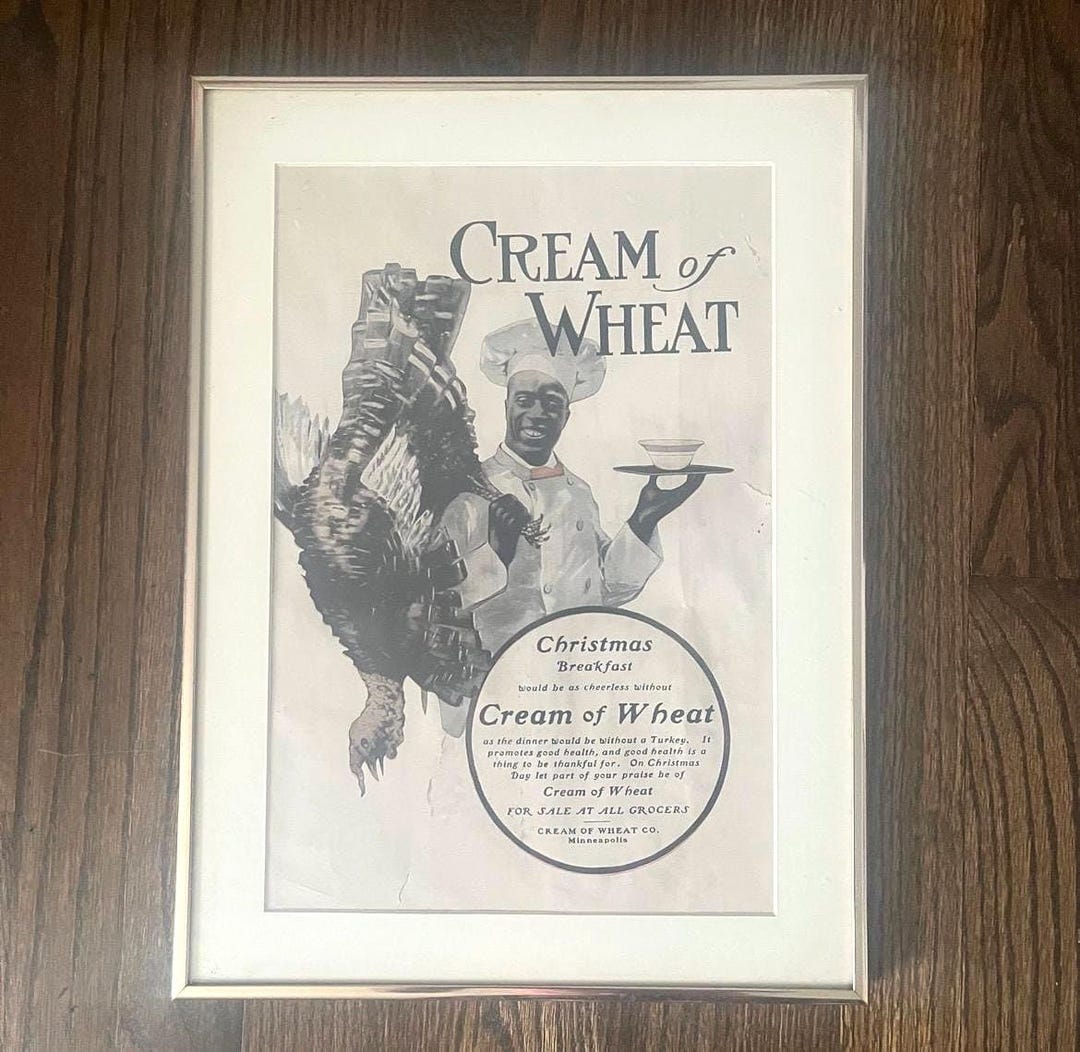 1902 Framed Pair of Antique Advertisements: Cream of Wheat and Kellogg ...