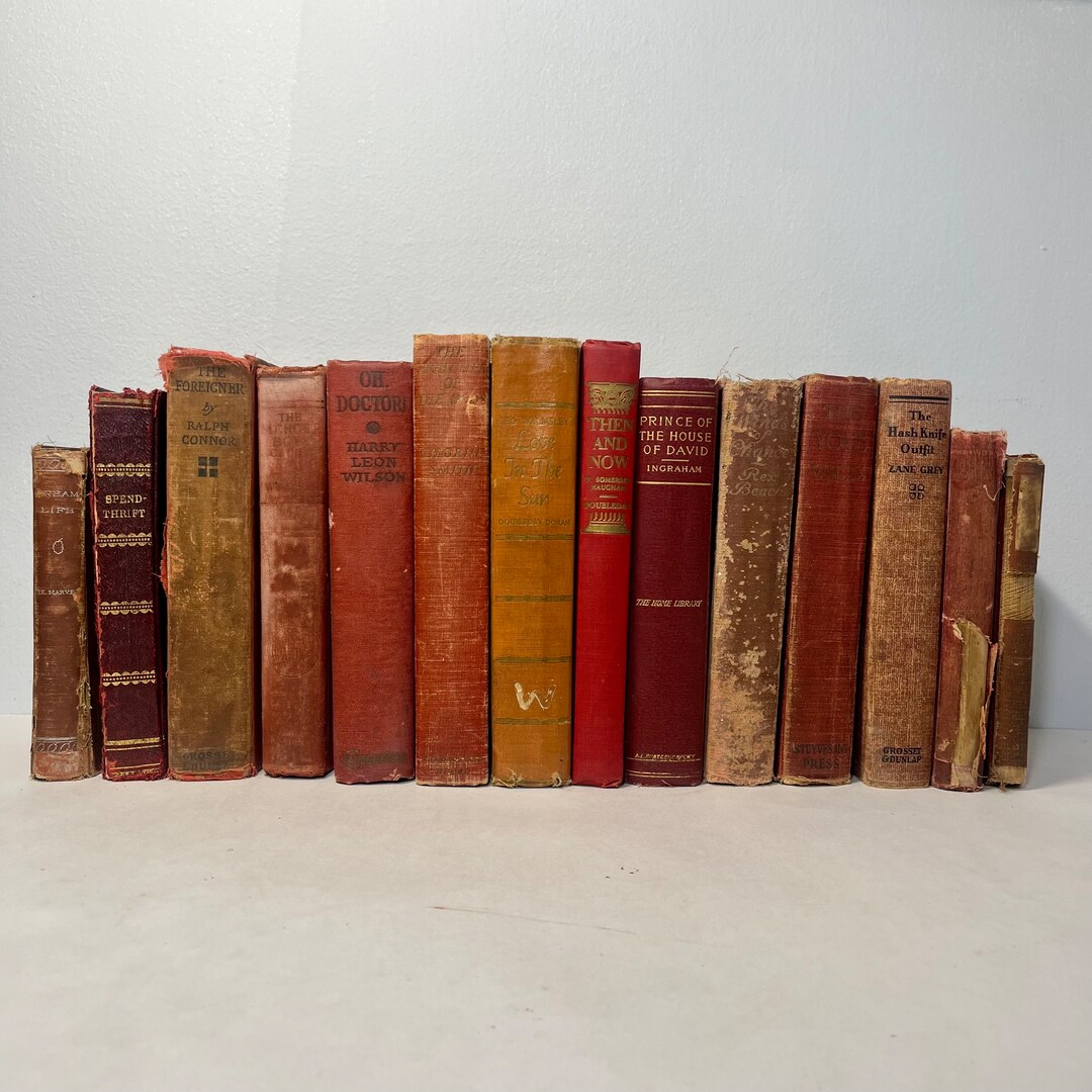 Antique Red Book Stack of 14 Warm Books Decorative Book Lot - Etsy