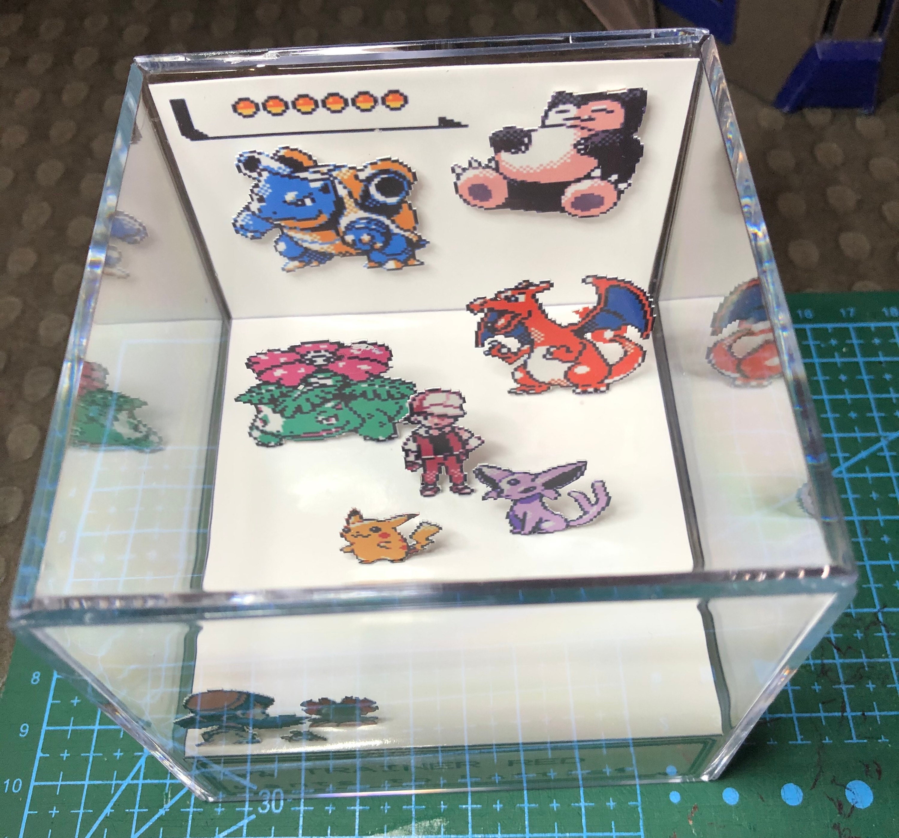 Pokemon Crystal Gameboy Color Trainer Red Battle Scene 3D Cube Handmade ...