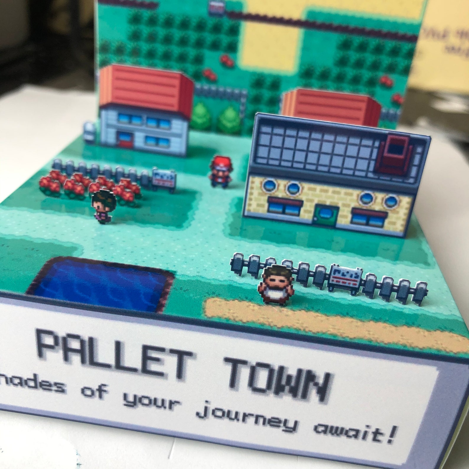 Pokemon FireRed Pallet Town 3D Cube Diorama hecho a mano - Etsy México