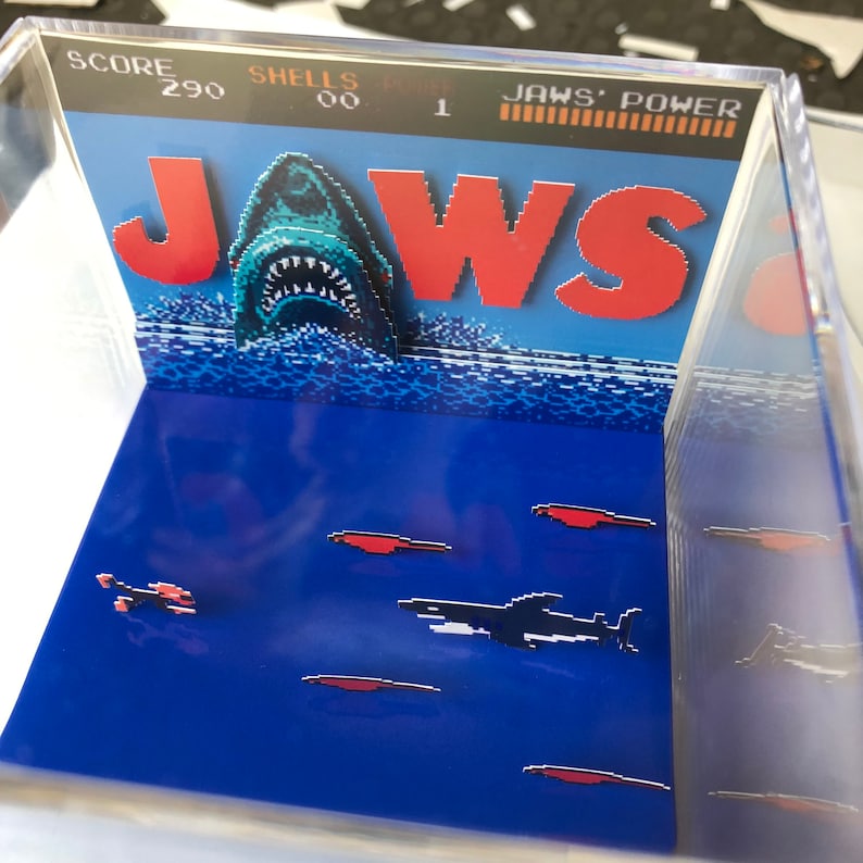 Jaws Nintendo Nes 3D Cube Handmade Diorama | Etsy