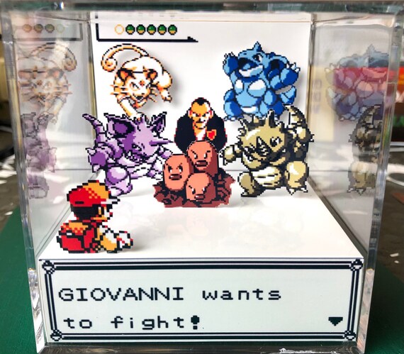 Gameboy Pokemon Yellow 3D Cube Handmade Diorama Giovanni | Etsy