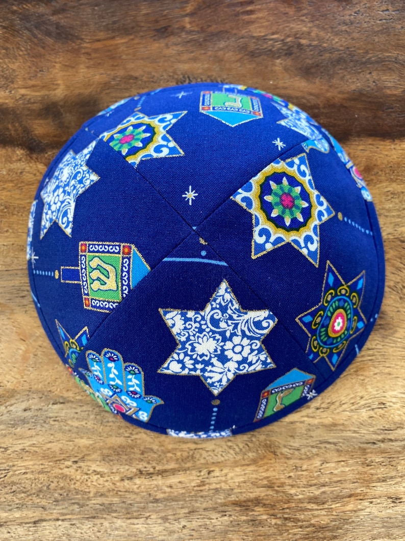 NEXT DAY SHIPPING. Printed Kippot - Jewish Star Pattern - Jewish ...