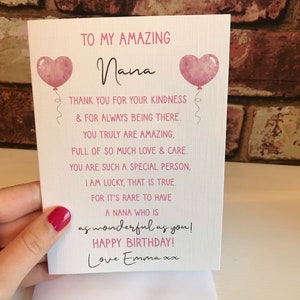 Personalised Nan/grandma/nanny/nana Birthday Card, Special Nan Birthday ...