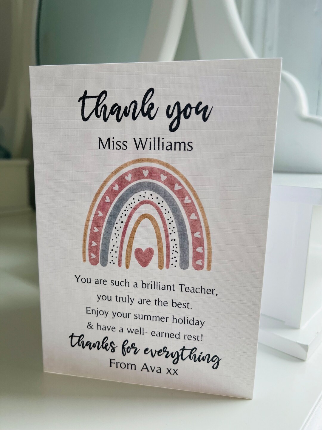 Personalised End of School Thank You Card, Teacher Appreciation Card ...