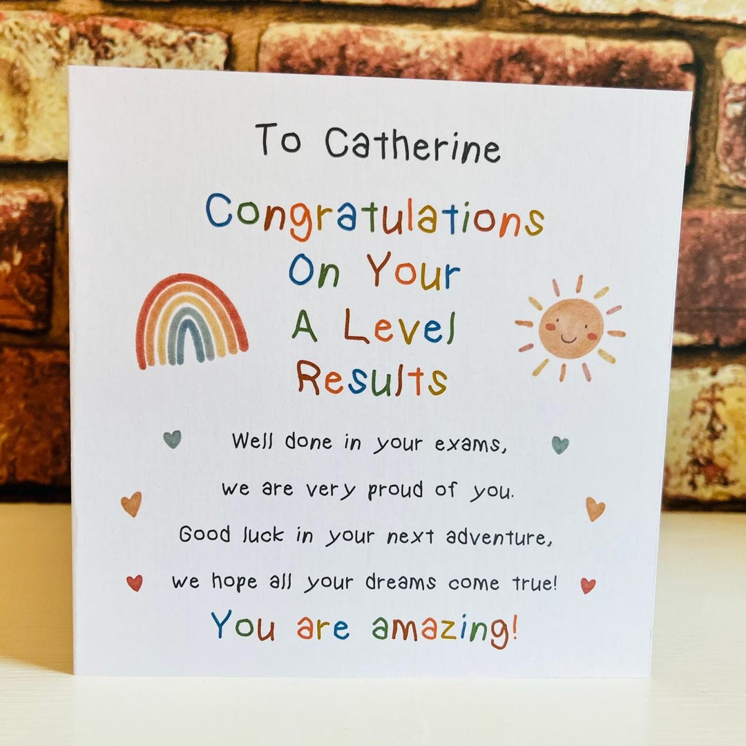 Personalised Congratulations A Levels Exam Results Card, Year 13 A ...