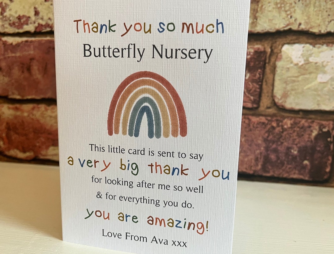 Personalised Nursery Card, Thank You Nursery Card, Thank You ...
