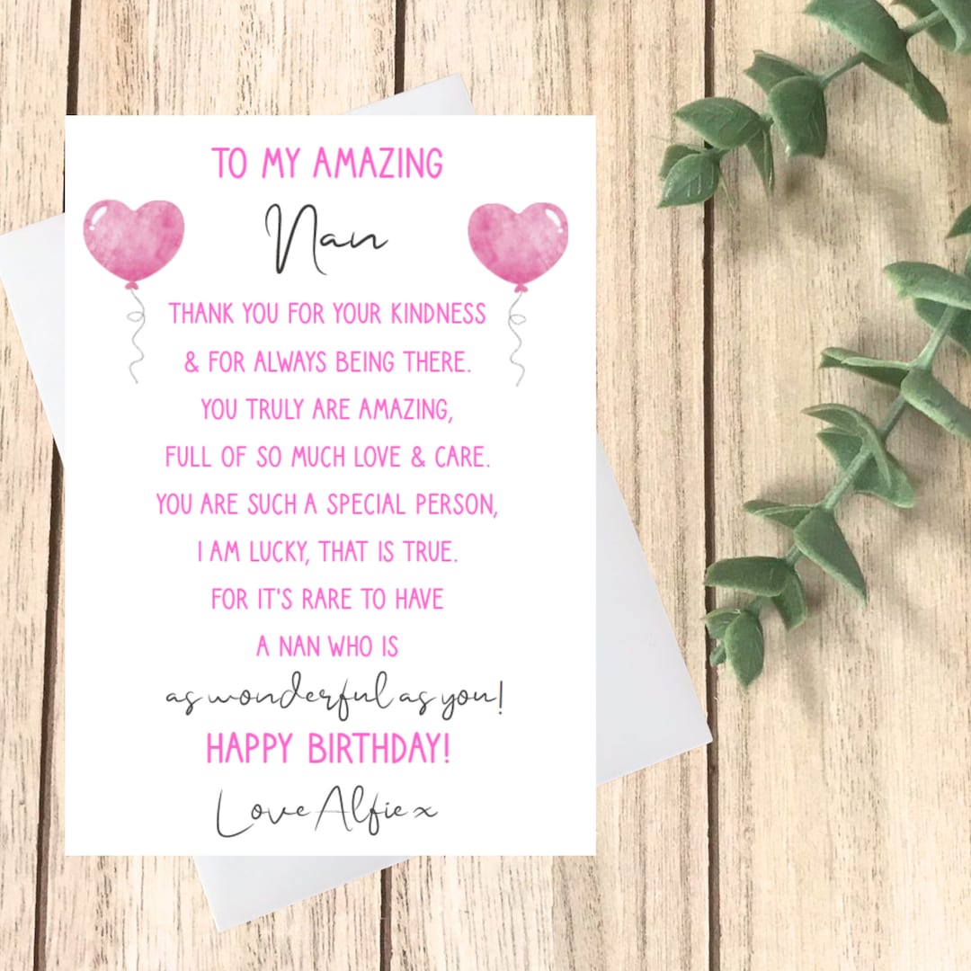 Personalised Nan/grandma/nanny/nana Birthday Card, Special Nan Birthday ...