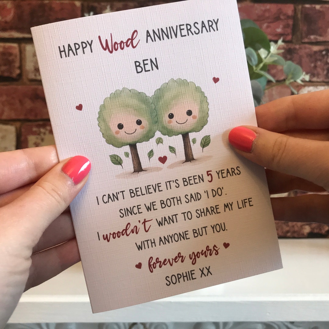 5th Anniversary Card, Wood Anniversary Card, Fifth Anniversary Card ...