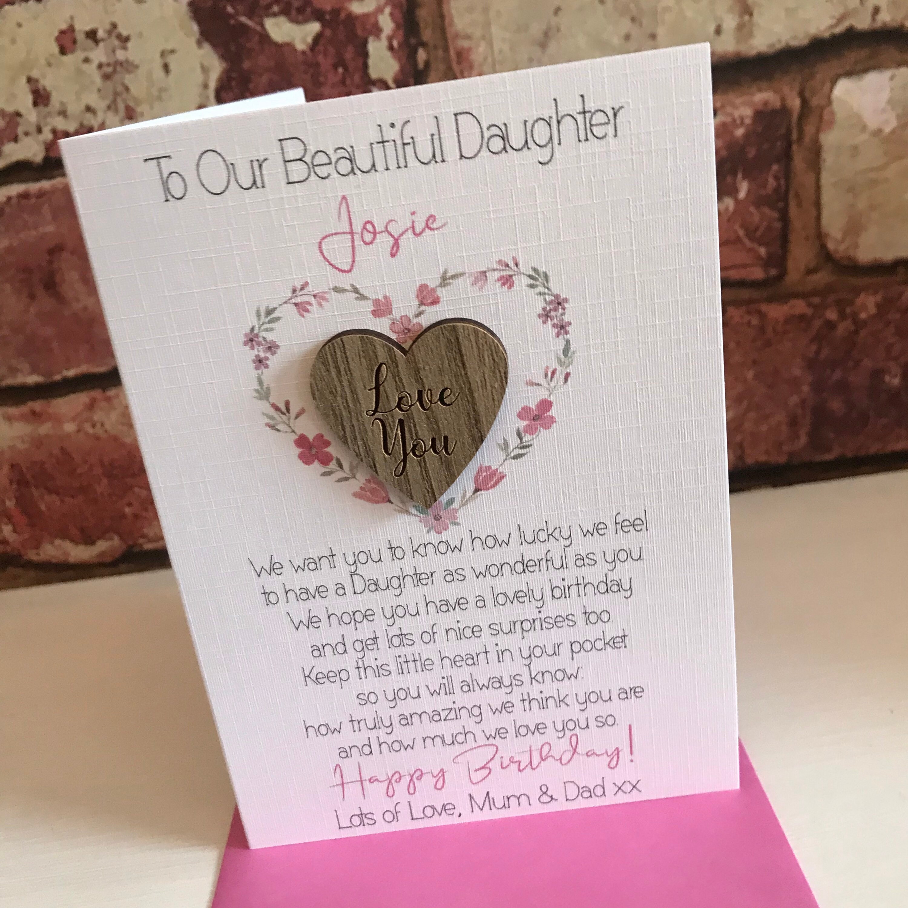 Personalised Daughter Birthday Card With Keepsake Heart Etsy Personalised Daughter Birthday Card With Keepsake Heart Etsy
