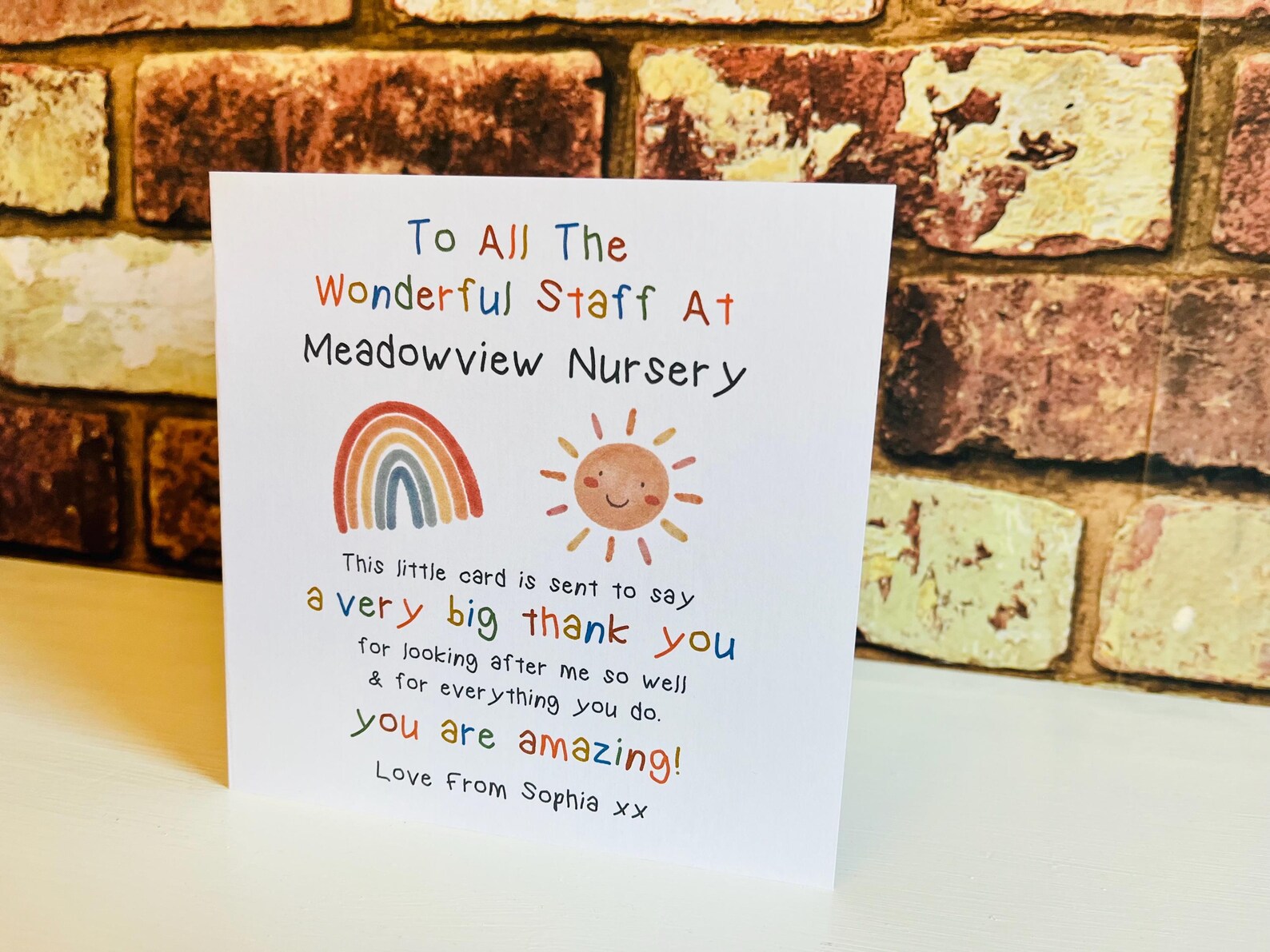 Personalised Nursery Card, Thank You Primary School Card, Thank You ...