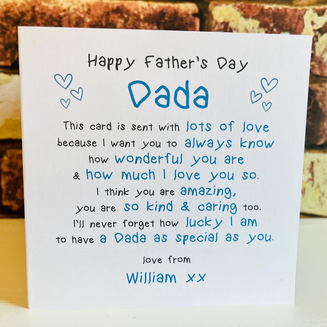 Personalised Dada Father's Day Card, for A Special Dada , Wonderful ...