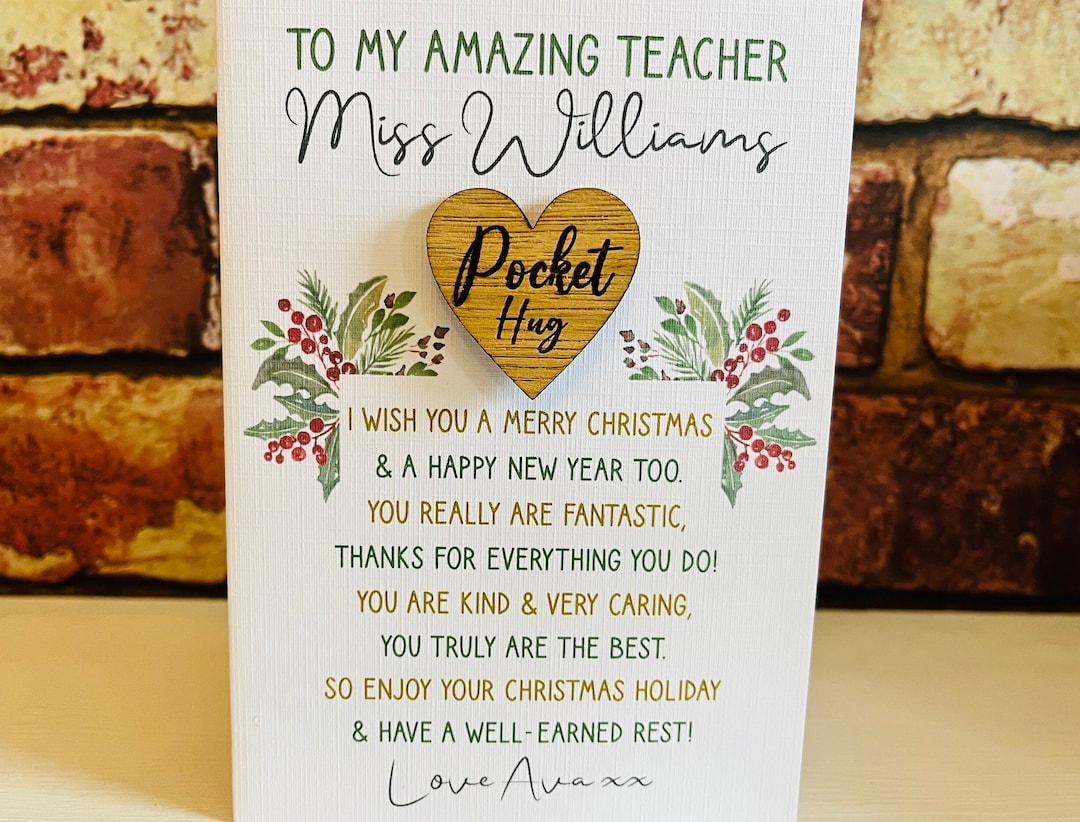 Personalised Teacher Christmas Card, Teacher Thank You Christmas ...