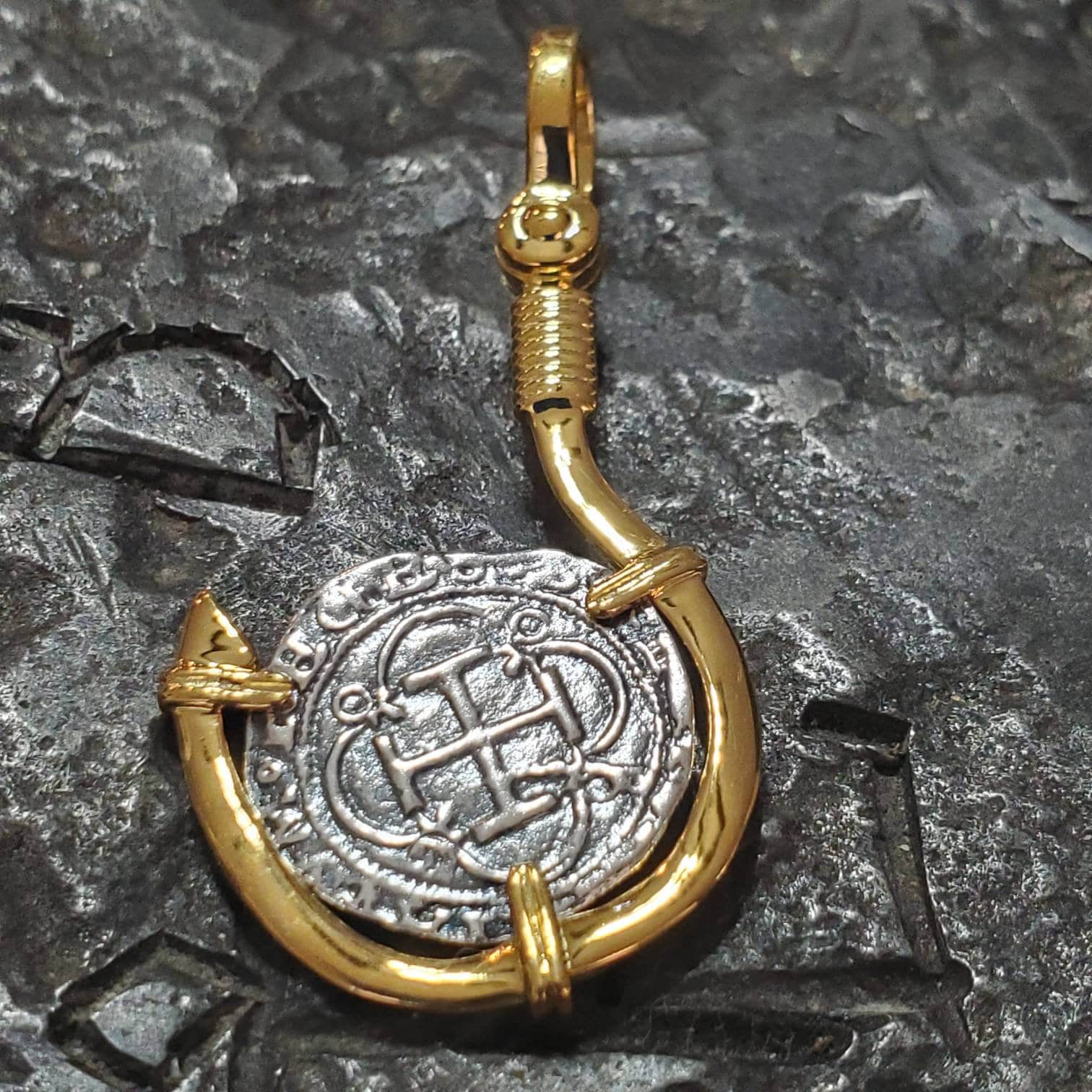 Atocha 14kt Gold Overlay Fish Hook Pendant | Etsy