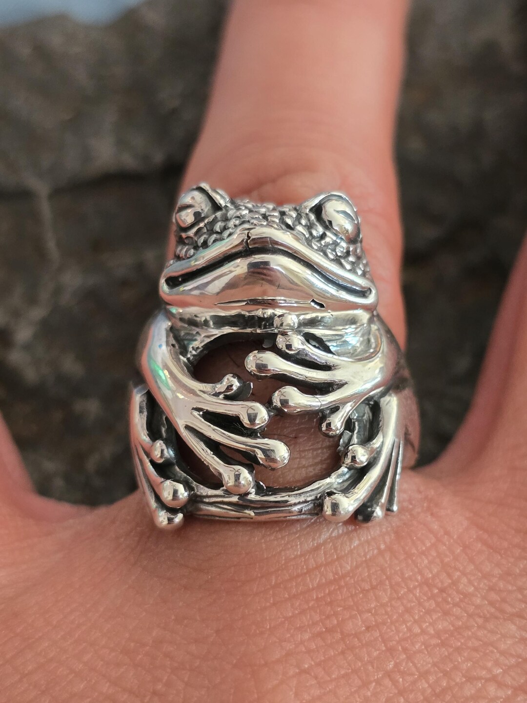 Sterling Silver Large Frog Ring - Etsy