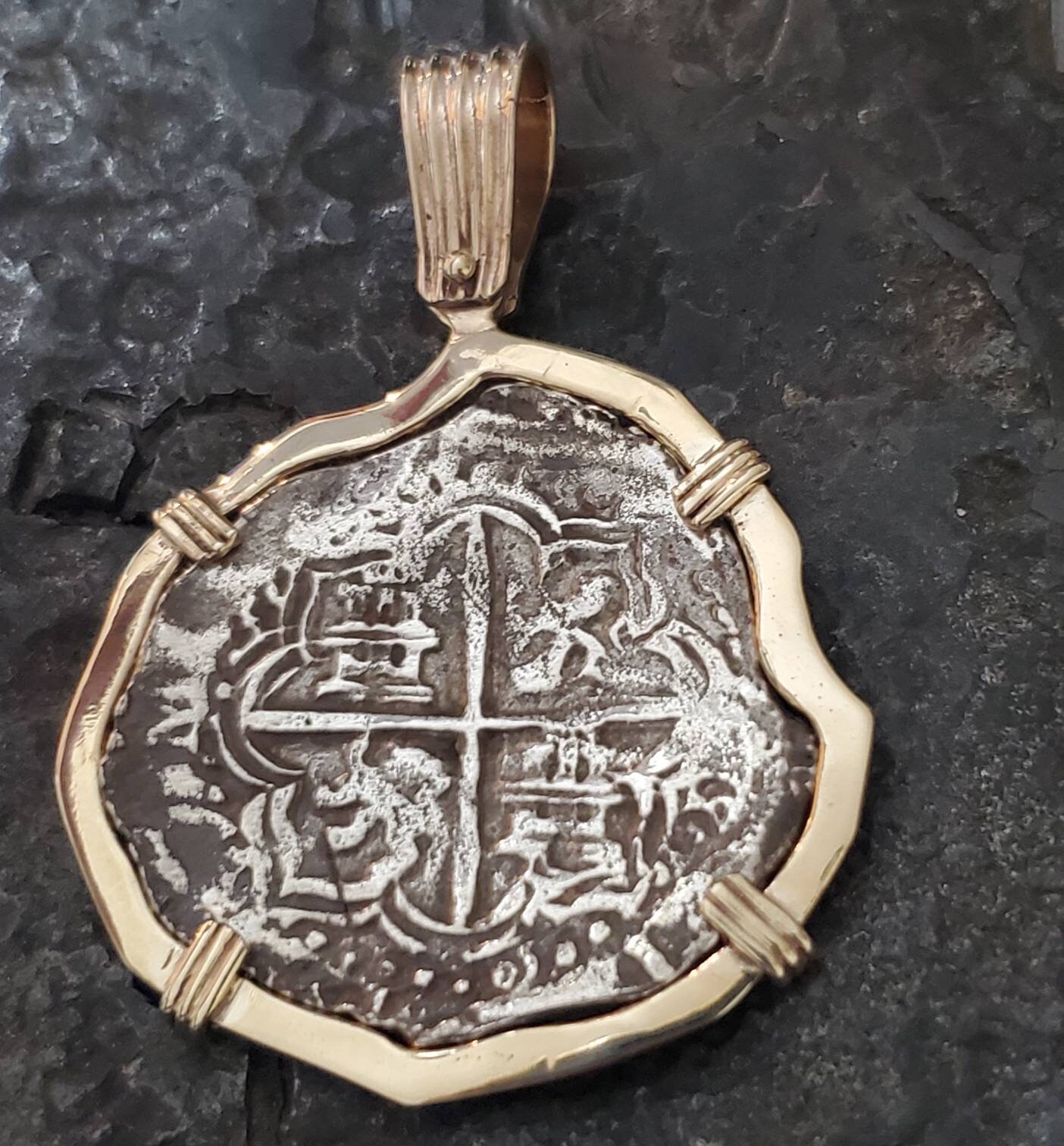 Large Atocha Silver Coin With Genuine 14kt Gold Bezel - Etsy