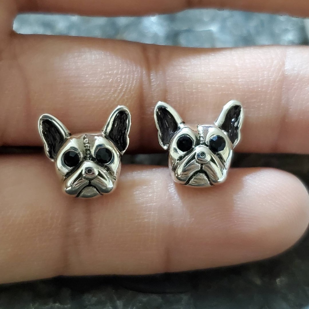 Frenchie Dog Earrings Sterling Silver French Bulldog Stud Earrings - Etsy
