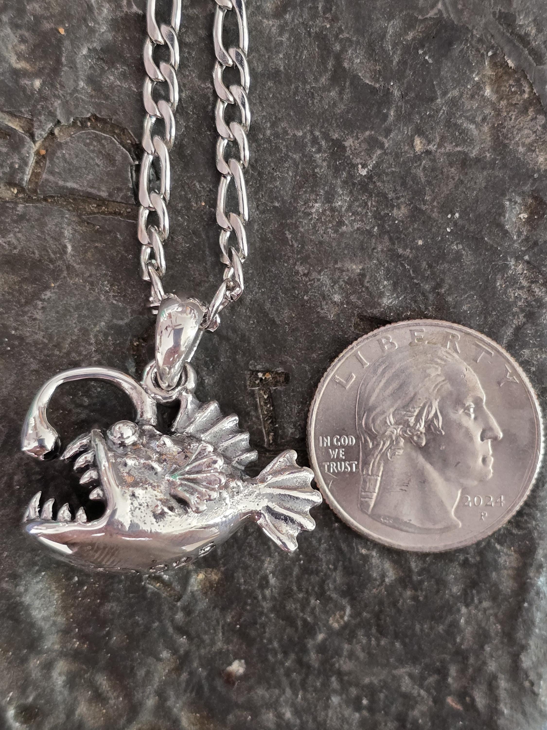 3-D Angler Fish Pendant Sterling Silver With Chain - Etsy