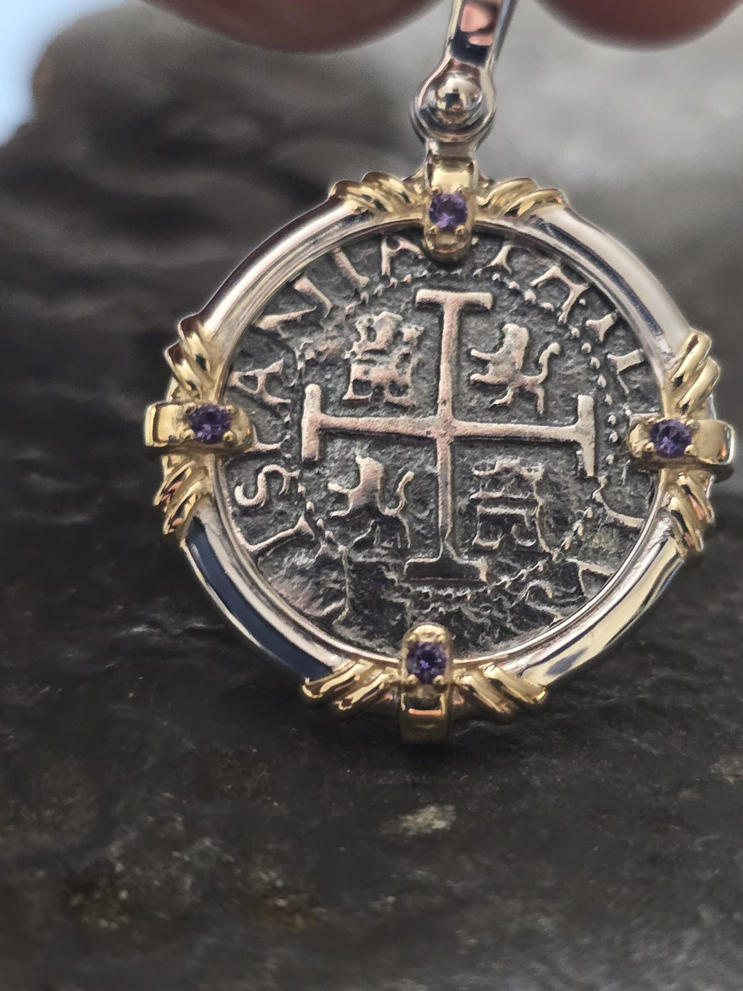 Atocha Silver Coin With 14kt Gold Overlay and Tanzanite Classic Look - Etsy