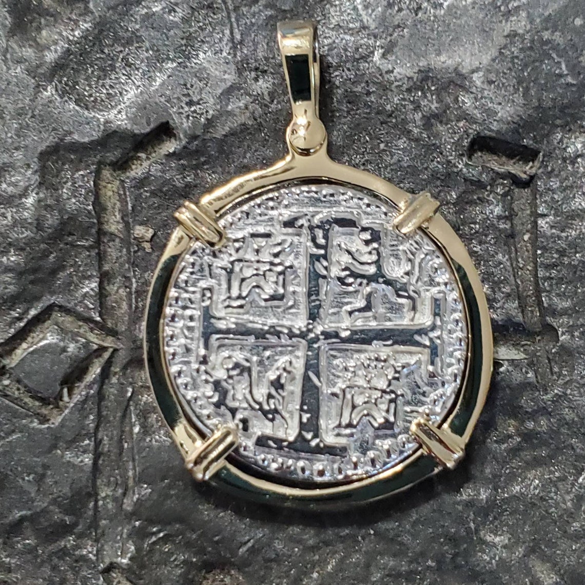 Atocha Silver With Solid Genuine 14kt Gold Bezel - Etsy