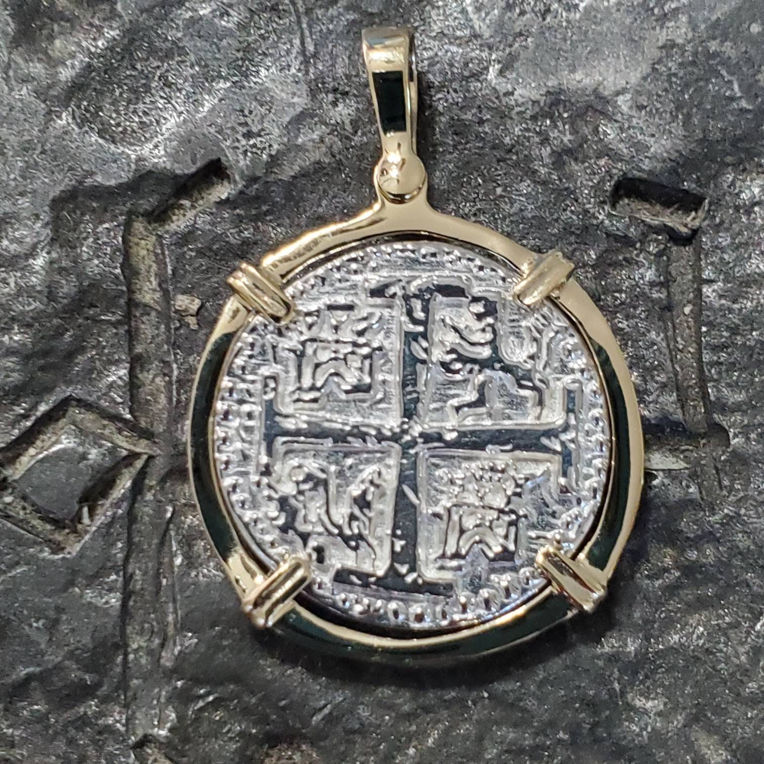 Atocha Silver With Solid Genuine 14kt Gold Bezel - Etsy