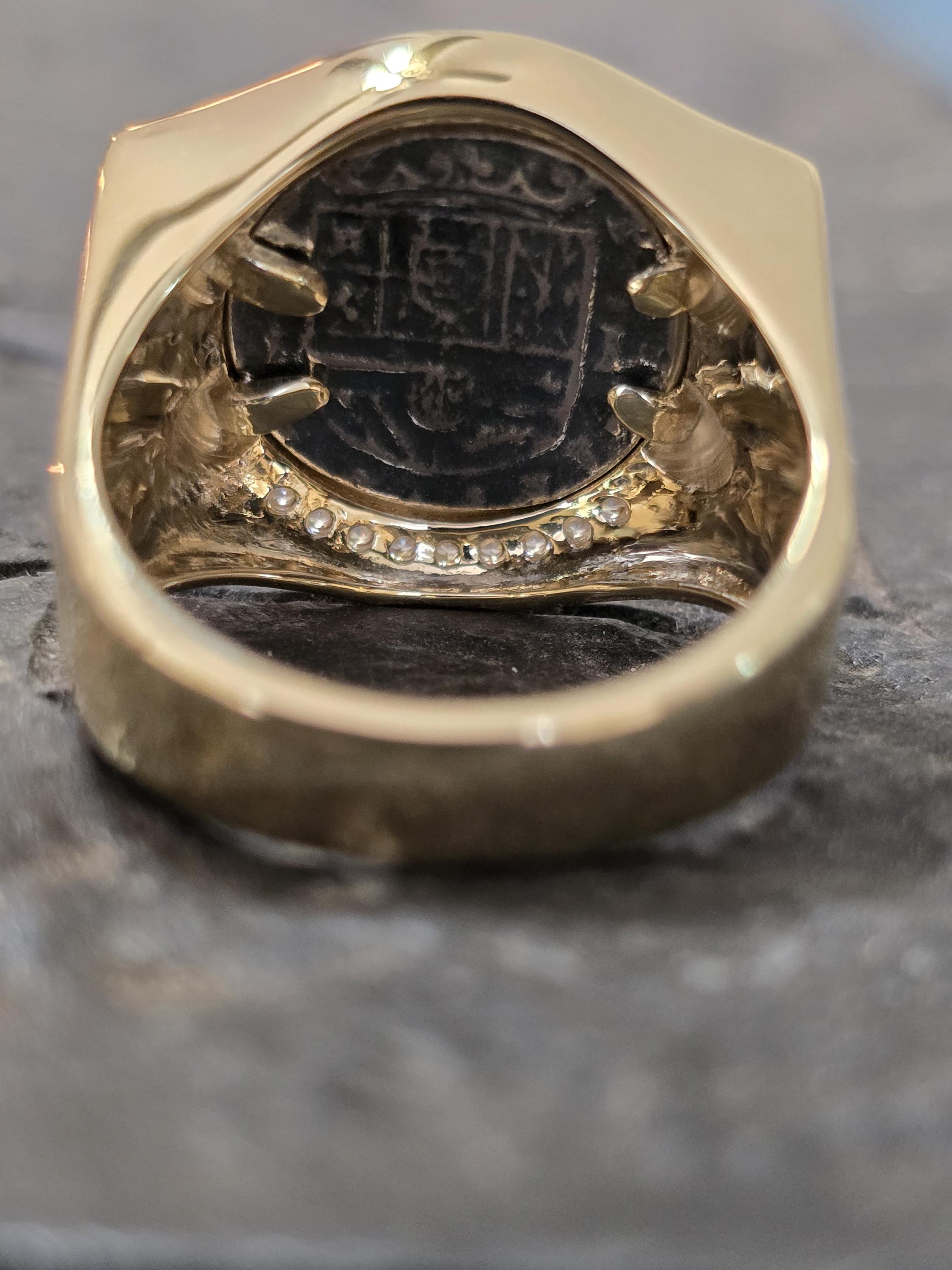 Atocha Shipwreck Silver Coin Ring, 14kt Gold Vermeil, White Sapphires ...